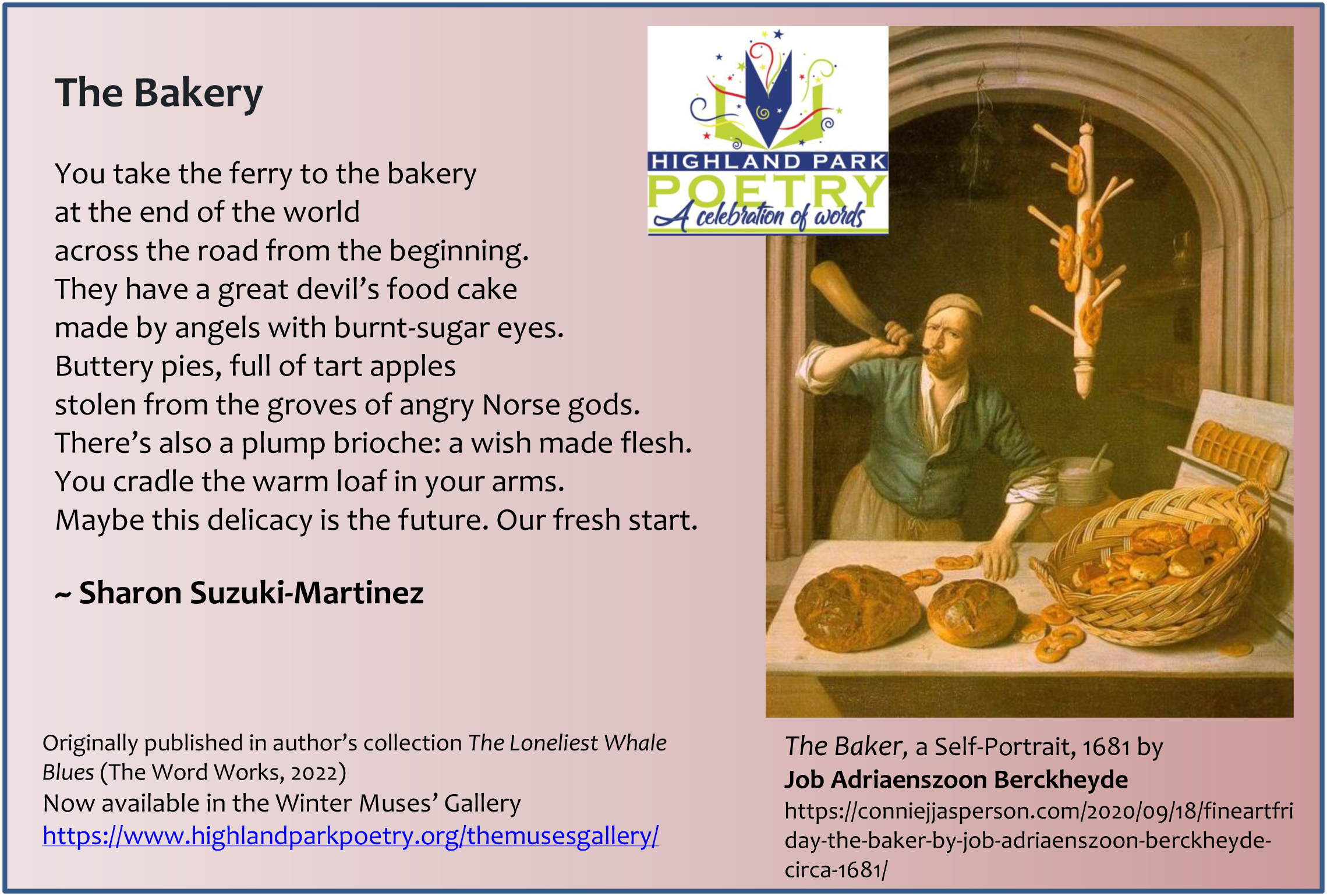 “The Bakery” featured on Highland Park Poetry! – Sharon Suzuki-Martinez